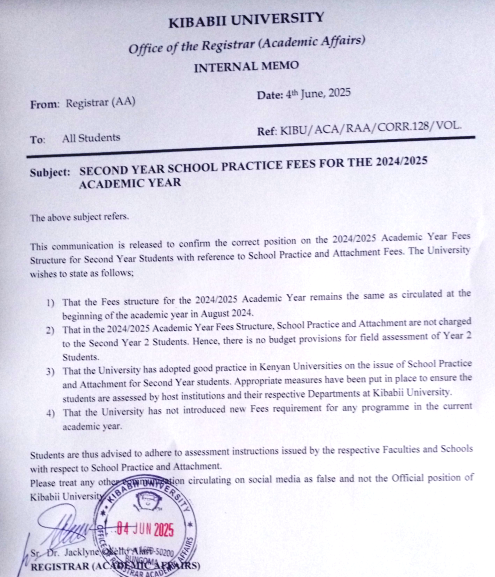 Second Year School Practice Fees for the 2024/2025 Academic Year ...